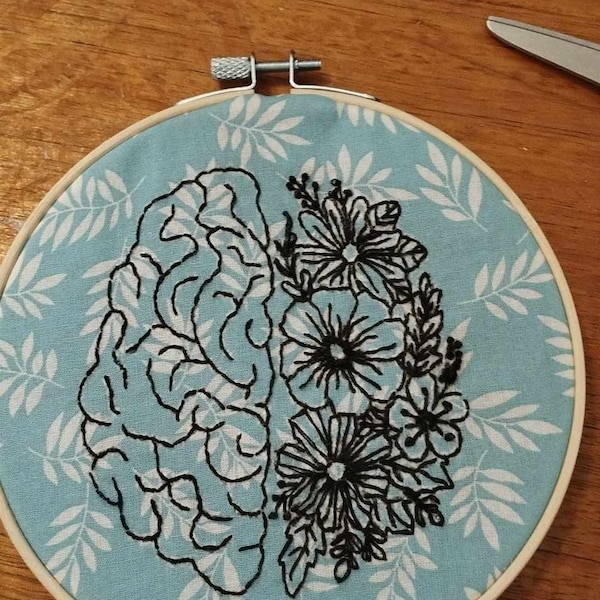 Brain Flower Embroidery Pattern Brain Embroidery Organ Embroidery ...