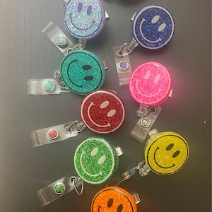 Smiley Face Badge Reel, Fall Happy Badge, Healthcare Worker ID Holder ...
