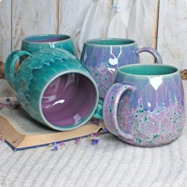 Turquoise Ceramic Drink Glass, 8 Oz - Etsy