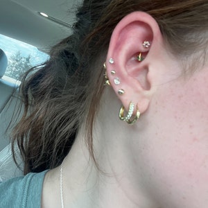 14K Solid Gold Vertical Helix Piercing/hidden Rook Dangle Earring ...