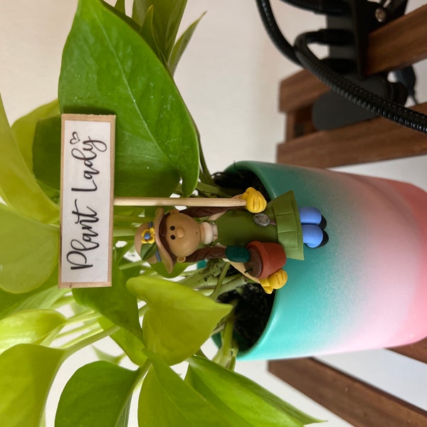 Plant Lady Potsitter- Flower Pot Sitter- House Warming Gift - Plant ...
