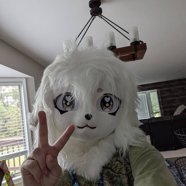 Furry Fursuit White Sheep Mask Cat Mask , Cosplay Mask Head , Beast ...
