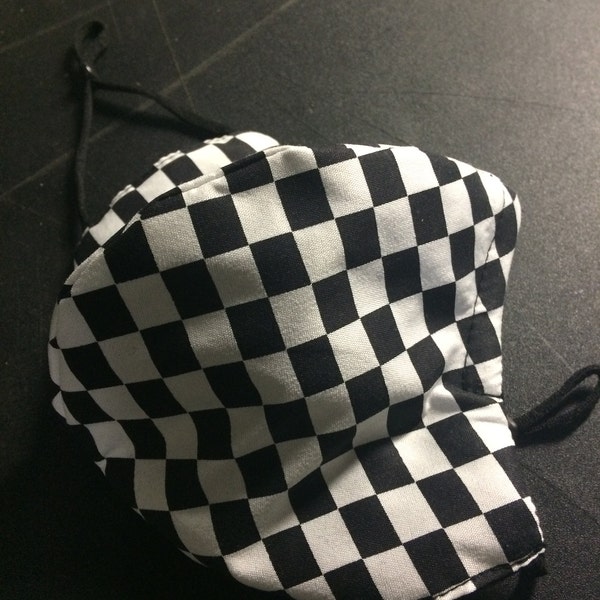 Black and White Checkered Face Mask, Checkered Face Mask for Men and ...