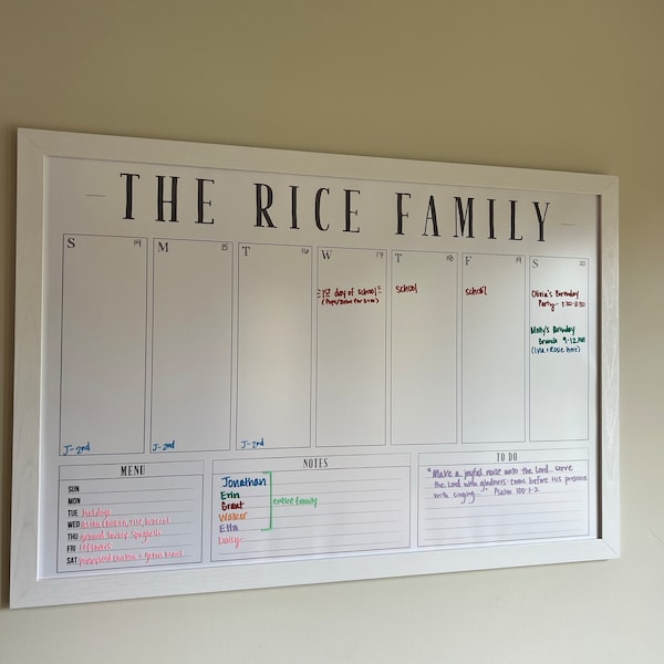 Dry Erase Weekly Calendar, Large Weekly Wall Planner, Weekly Schedule ...
