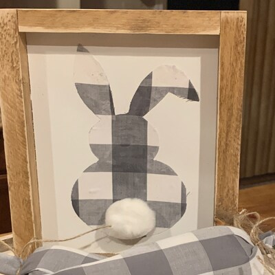 Buffalo Check Bunny Sign & a Set of 3 Buffalo Check Carrots - Etsy