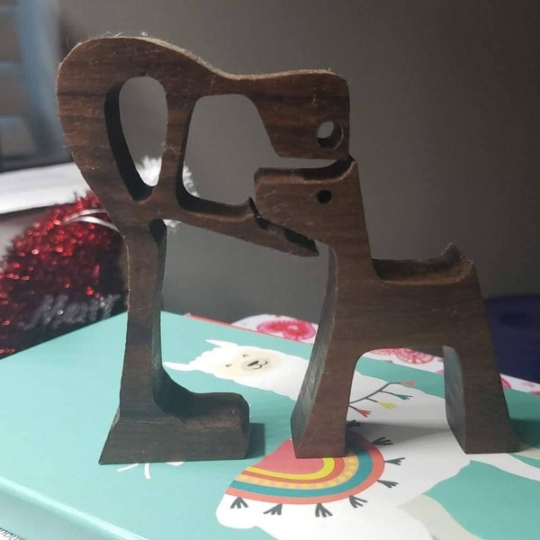 Human and Dog Wooden Statue - Etsy
