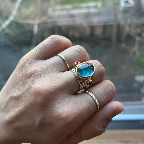 The Frida Ring Limited Edition - Sparkling Apatite and Coral Multistone ...