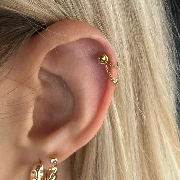 Star Conch Ear Piercing, Conch Piercing, Conch Hoop Earring, Gold ...