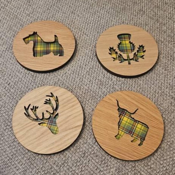 Wooden Scottish Coasters - Etsy