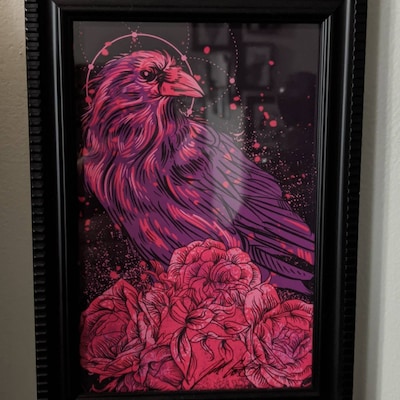 Raven and Rose 4x6 Inch Satin Signed Print Gothic Art Goth Dark Manfish ...