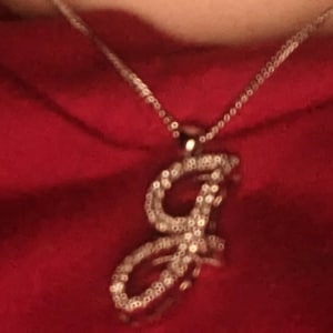 Initial Necklace 24 KT Gold Filled and Silver CZ Diamonds Regina George ...