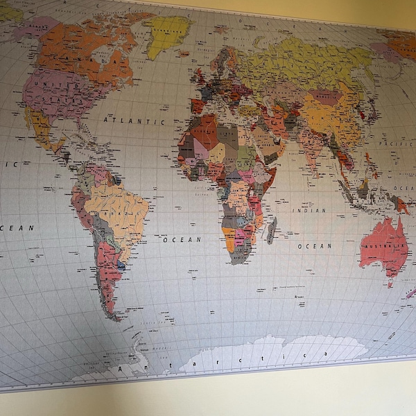 World Map High-resolution Detailed Wall Art, Wall Hangings, Home Decor ...