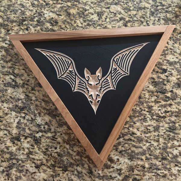 CARVED Wall Hanging Spooky Bat Triangle - Etsy