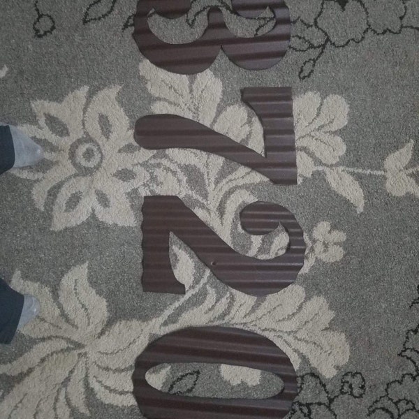 12 Inch Corrugated Tin Numbers / Rusty Tin Numbers / Corrugated Tin ...