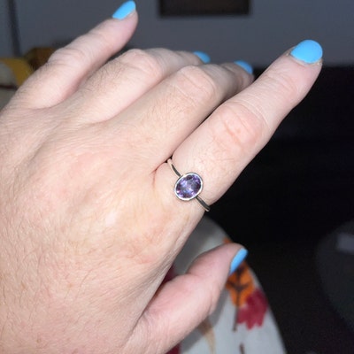 Dainty Alexandrite Ring, Color Change Alexandrite, 925 Solid Silver or ...