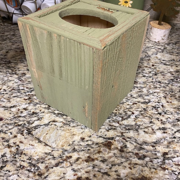 Engraved Reclaimed Wood Tissue Box Cover - Rustic Barn Style Wood ...