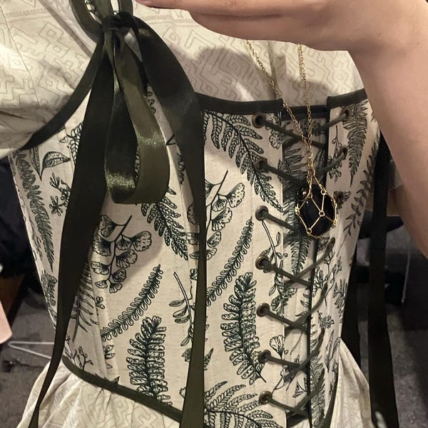 Violet Front Lacing Corset, Reversible Botanical Overbust Corset With ...