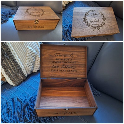 Custom Personalized Wooden Keepsake Box Wedding Card Box, Anniversary ...