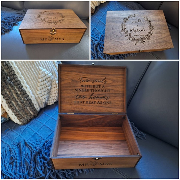 Custom Personalized Wooden Keepsake Box - Wedding Card Box, Anniversary ...
