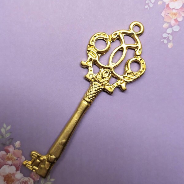 Gold, Large Skeleton Key Pendant, Key Necklace Piece, 1 Piece // GP-607 ...