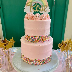 Rainbow Cake Topper in Pastel Colors Personalized Birthday Cake Topper ...