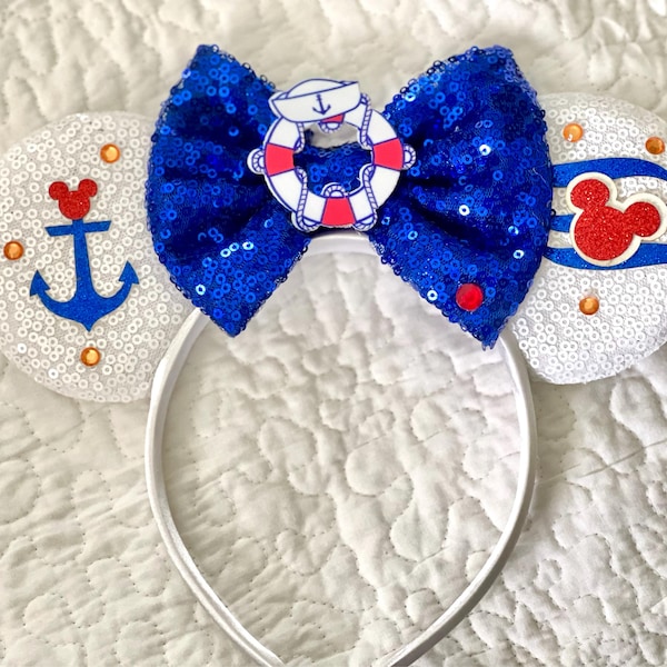 Cruise Minnie Ears, Boat Mickey Ears, Line Mouse Ears Headband, Magical Kingdom Ears, Nautical ...