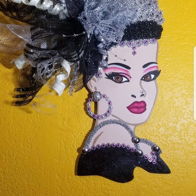 Diva Shaved Side Wood Sign, Afro Wreath Attachment, Wood Blank, Door ...