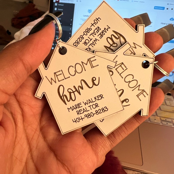 Personalized Welcome Home Keychain, Custom Real Estate Keychain ...