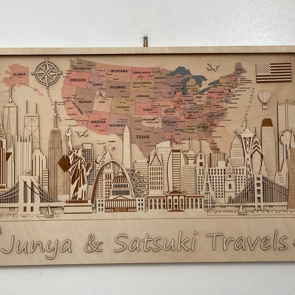 World Landmarks Wood Wall Art World Attractions Home Wall Decor Travel ...