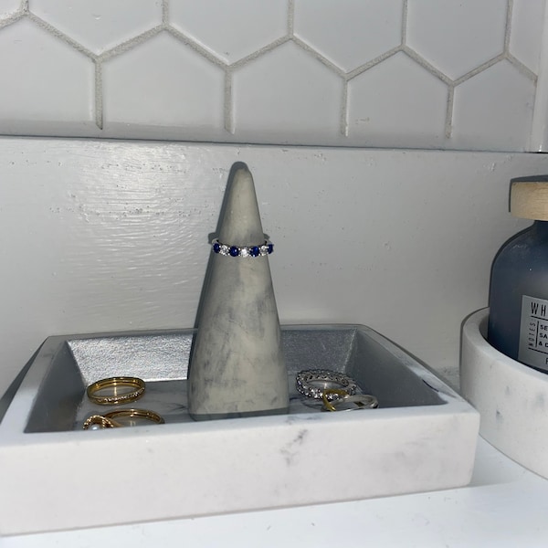 Concrete Ring Cone, Ring Holder, Marbled Concrete Cone, Ring Cone, Ring ...