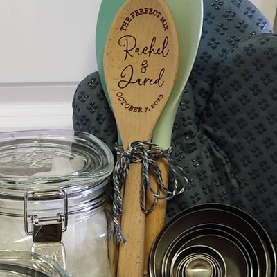 Wood Mixing Spoon the Perfect Mix Personalized Name Wedding Gift Laser ...