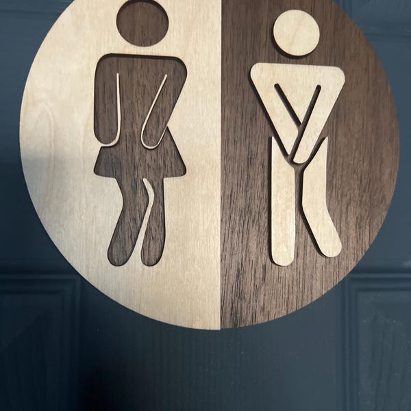 Tree Bark Live Edge Restroom Sign - Solid Basswood Wooden Signage - 8 ...