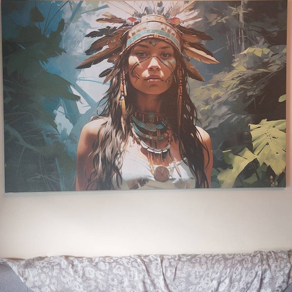 Puerto Rico Wall Art Taino Warrior Painting Latino Art Large Painting ...