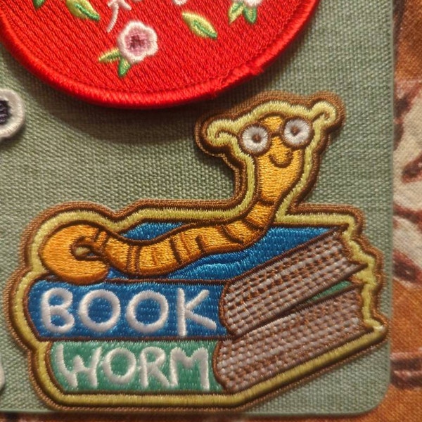 Bookworm Embroidered Patch, Book Worm Patch - Etsy