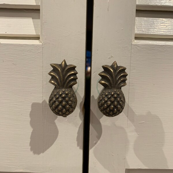 4 X Solid Brass, Tropical, PINEAPPLE, Cabinet Furniture, Kitchen, Drawer, Handle, Knob, Pulls ...