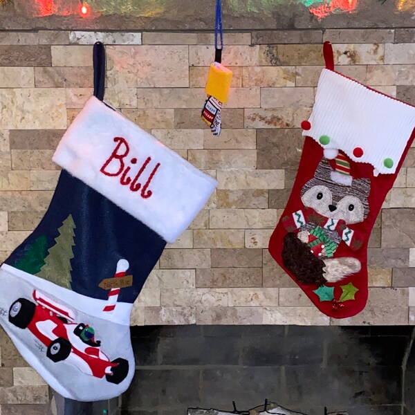 Race Car Stocking--"racing to Santa's Side" - Etsy