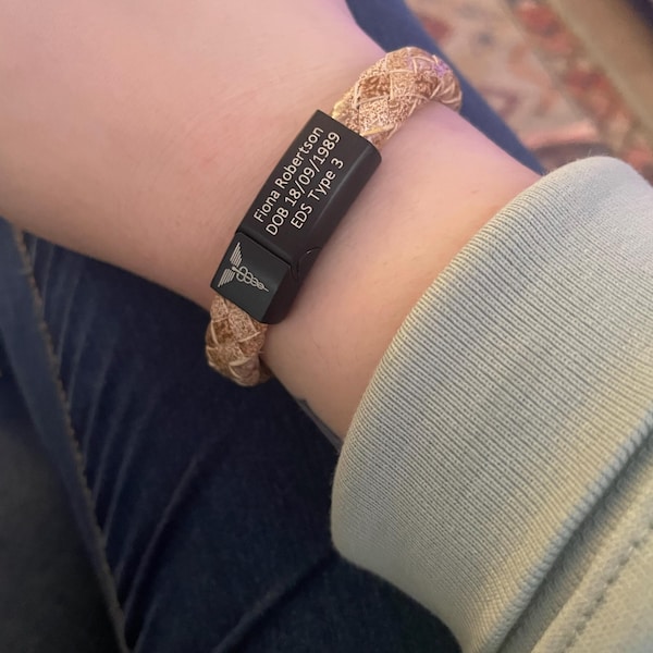 Red Medical Alert ID Bracelet With Soft Leather - Personalised, Any ...