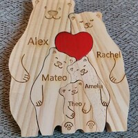 Family Wooden Hug Bears Puzzle,personalized Family Puzzle,bear Lover ...