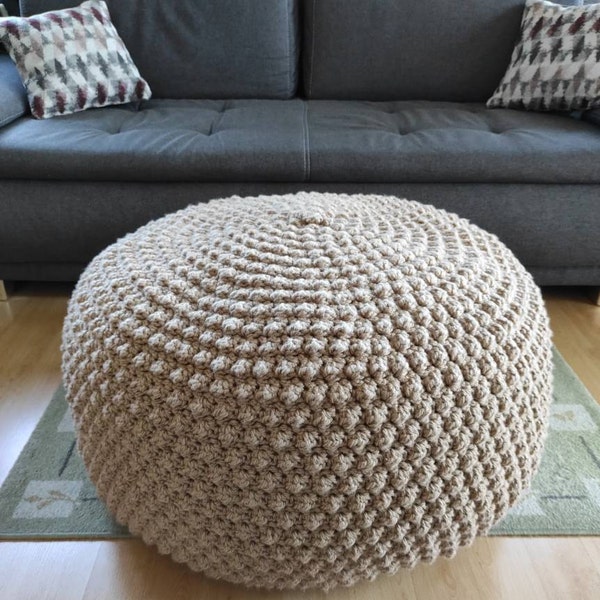 CROCHET PATTERN Bobbles Pouf Video Tutorial Diy Tutorial Crochet Pouf ...