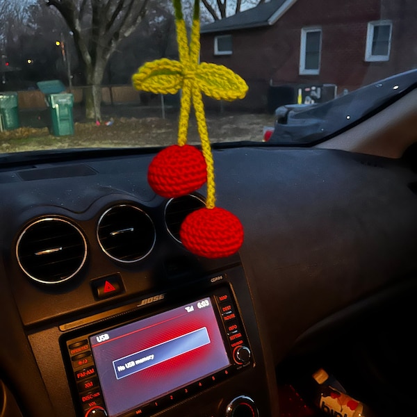 Crochet Cherry Car Charm - Etsy