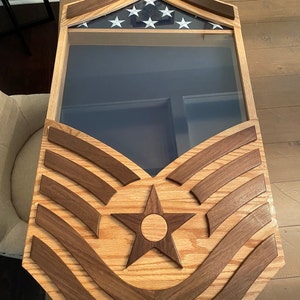 Handcrafted US Air Force Rank Insignia Shadow Box Natural Black Walnut ...