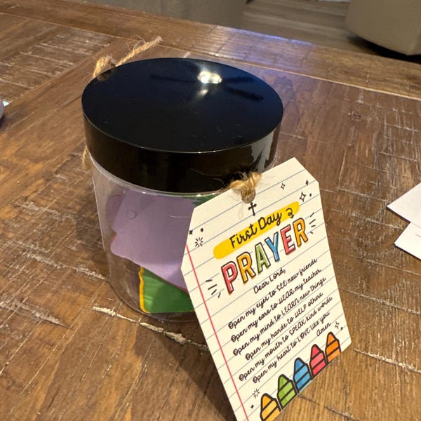 First Day of School Prayer Tag: Sunday School Blessing (instant ...