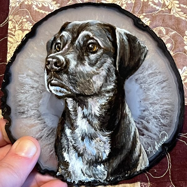 Custom Hand Painted Panda Stone, Realistic, Panda, Agate, Metaphysical ...