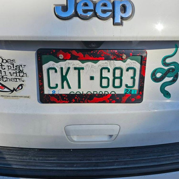 Blood Splattered Black Plastic License Plate Frames Car Truck Zombie ...