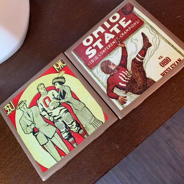 COASTERS! Vintage Ohio State Football Program Cover Coasters With Gold ...