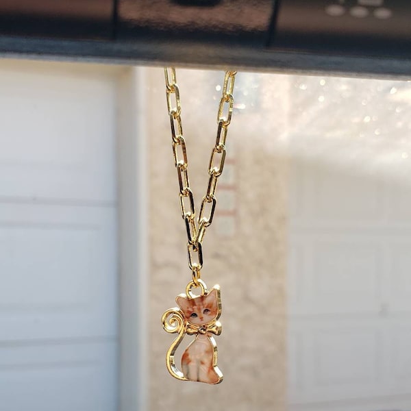 Dainty Cat Pendant/cutest Kitten Necklaces/five Little Gold Toned ...