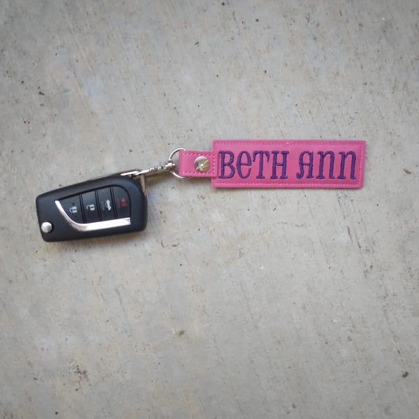 Personalized Key Fob Keychain | Custom Embroidered Name Keychain Strap ...