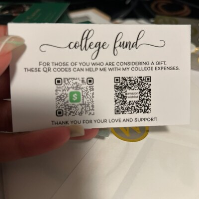 Graduation Gift Insert Card, College Fund QR Code Enclosure Card for ...
