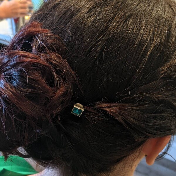 Green Glass Square Hair Pins, Hair Pins for Woman, Trendy Hair Clips ...