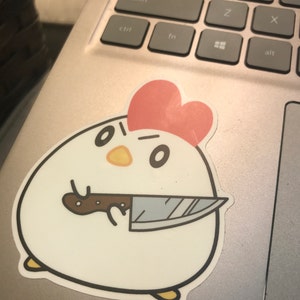 Chicken With a Knife Sticker - Etsy